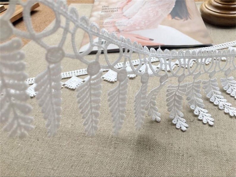 2 Yards Beautiful White Tassel Lace Trim With Flower Fringe Etsy