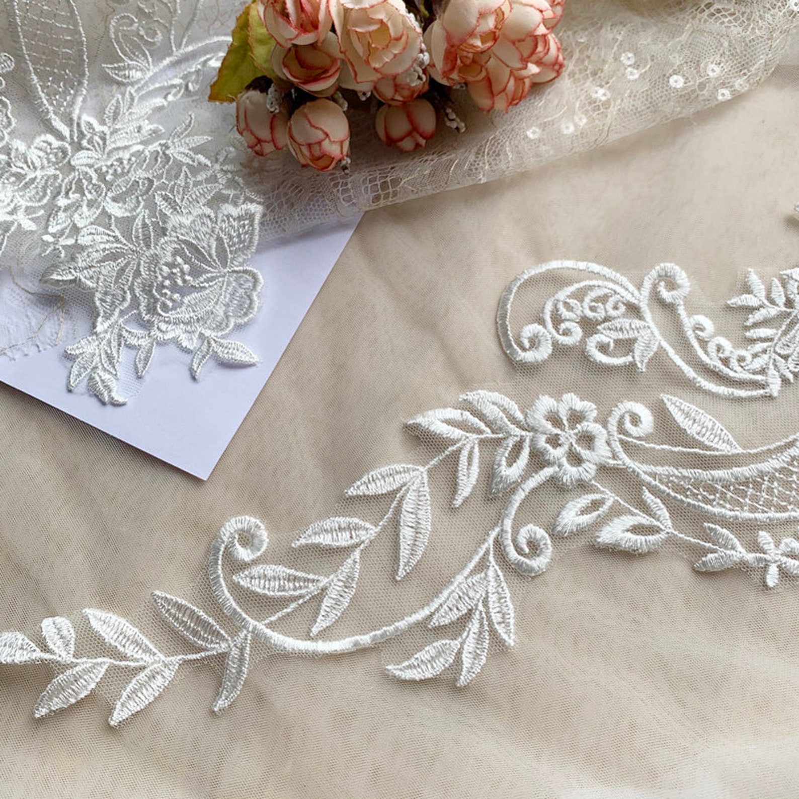 Ivory Leaf Embroidery Exquisite Flower Alencone Super Luxury - Etsy