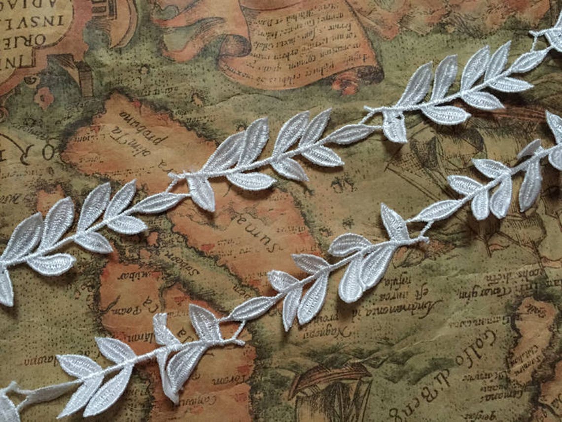 2 Yards Ivory Leaf Lace Trim Applique Floral Bridal Veil - Etsy