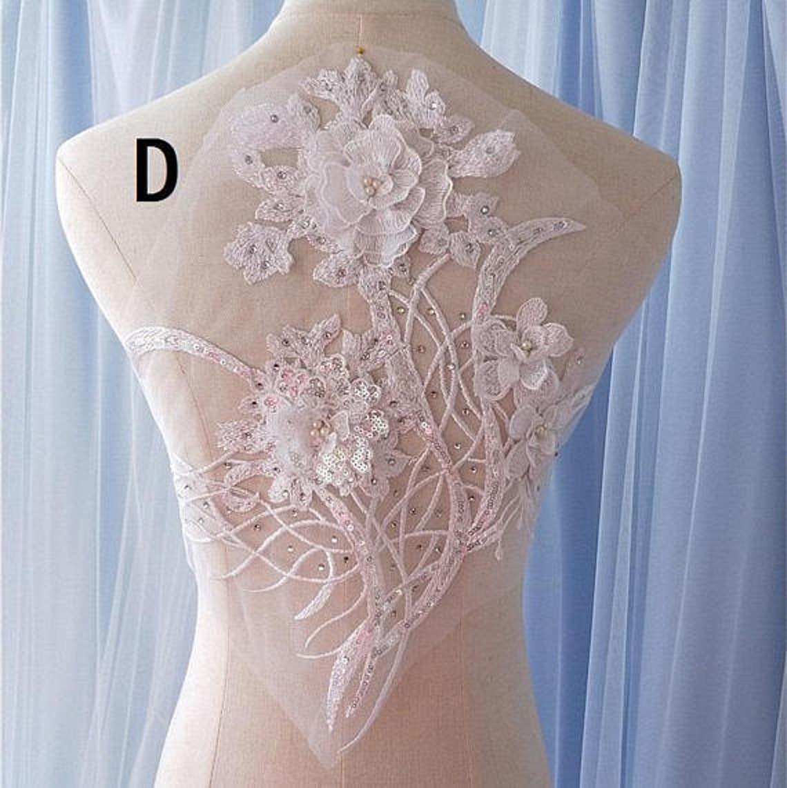 1pc Pink Bead Pearl 3D Floral Lace Super Luxury Lace Appliques | Etsy