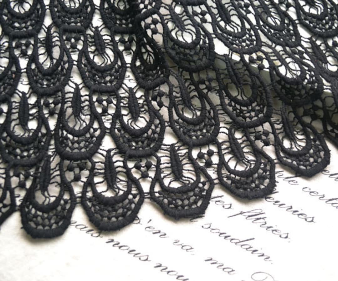 Black White Cotton Peacock Feather Lace Fabric Bridal Lace - Etsy