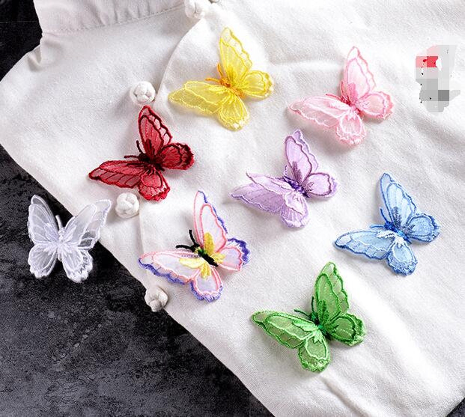 5 Pcs Assorted Organza Embroidery 3D Butterfly Double Layer - Etsy