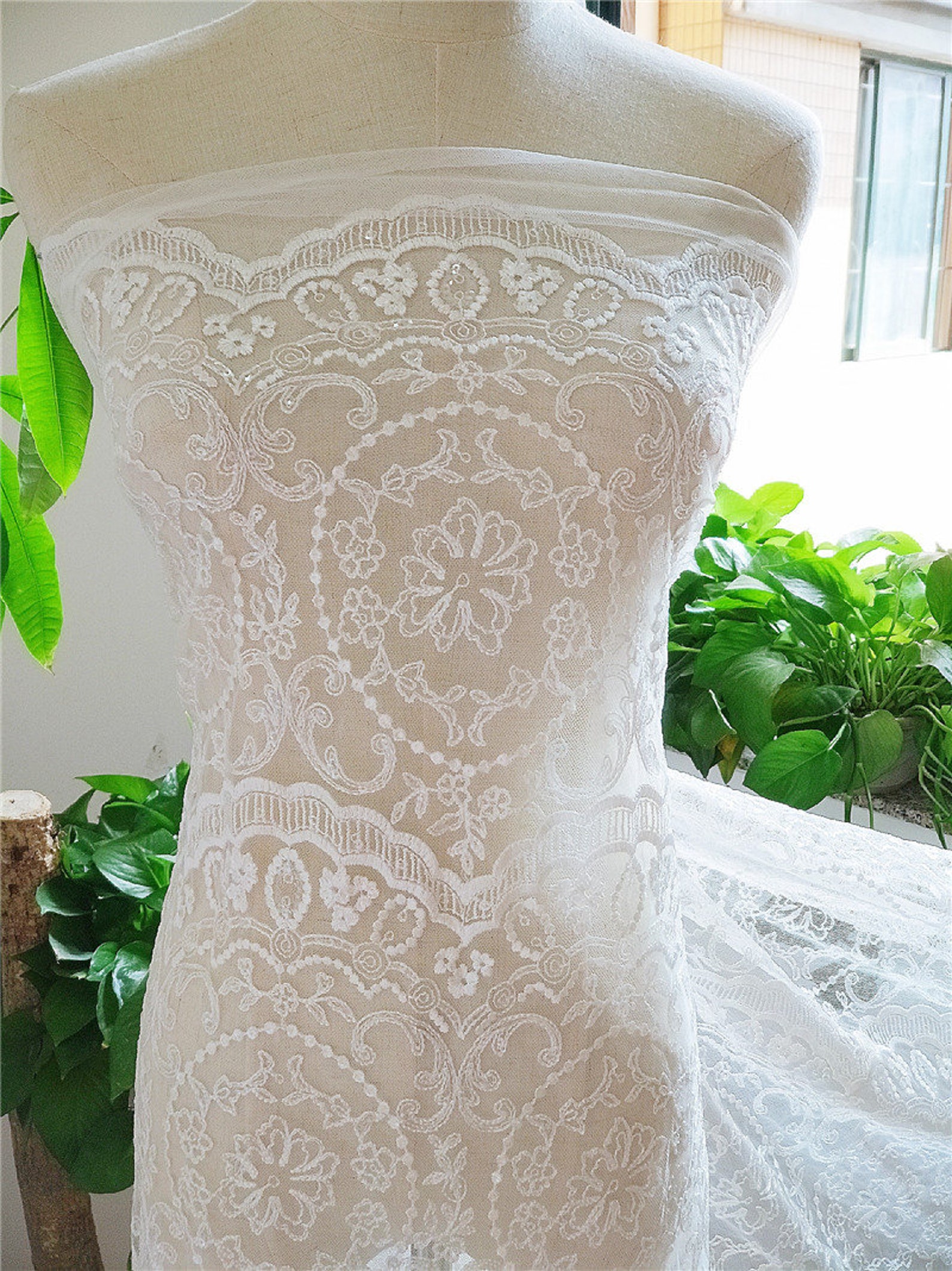 1 Yard Sequins Ivory Retro Flower Alice Exquisite Retro Ivory - Etsy