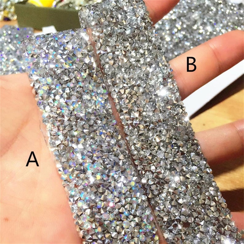 Clear or Aurora Acrylic Rhinestone Sash Applique Iron on - Etsy