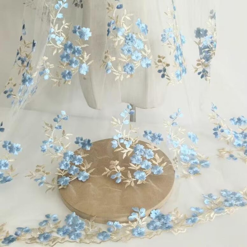 Gold Blue Lace Fabric - Etsy