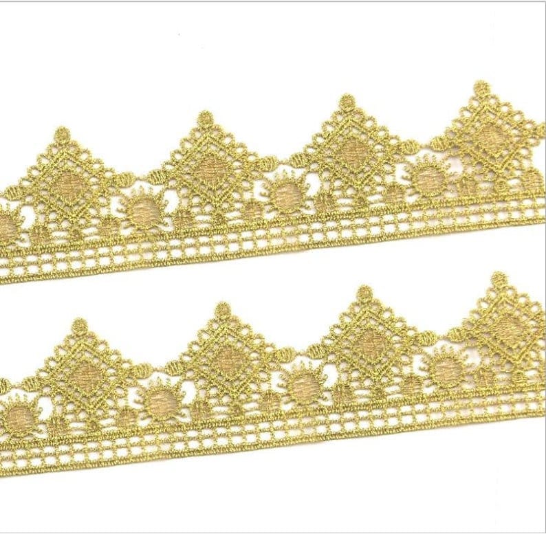 Metallic Gold-tone Lace-trimmed Gold-trimmed Lace Trim - Etsy