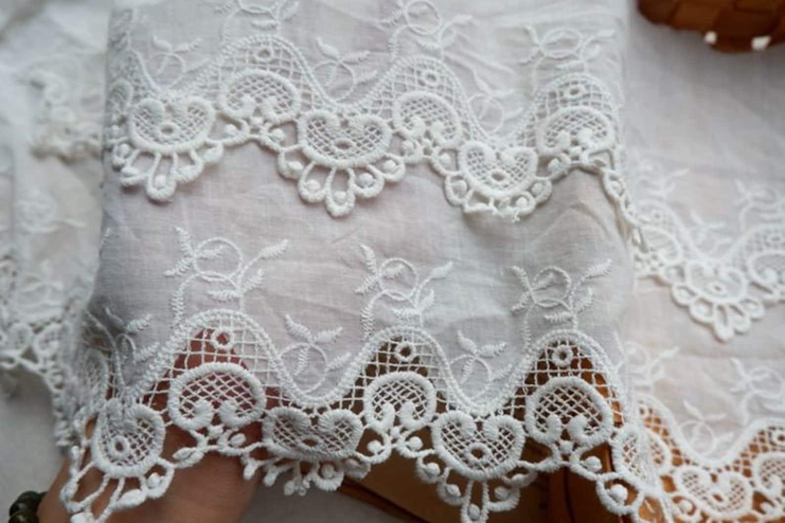 High-quality Double-layer White Cotton Lace Decoration, Sewing Lace ...