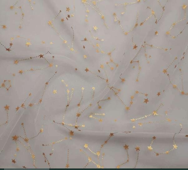 Glitter Print Gold Star Constellation off White Black Tulle - Etsy
