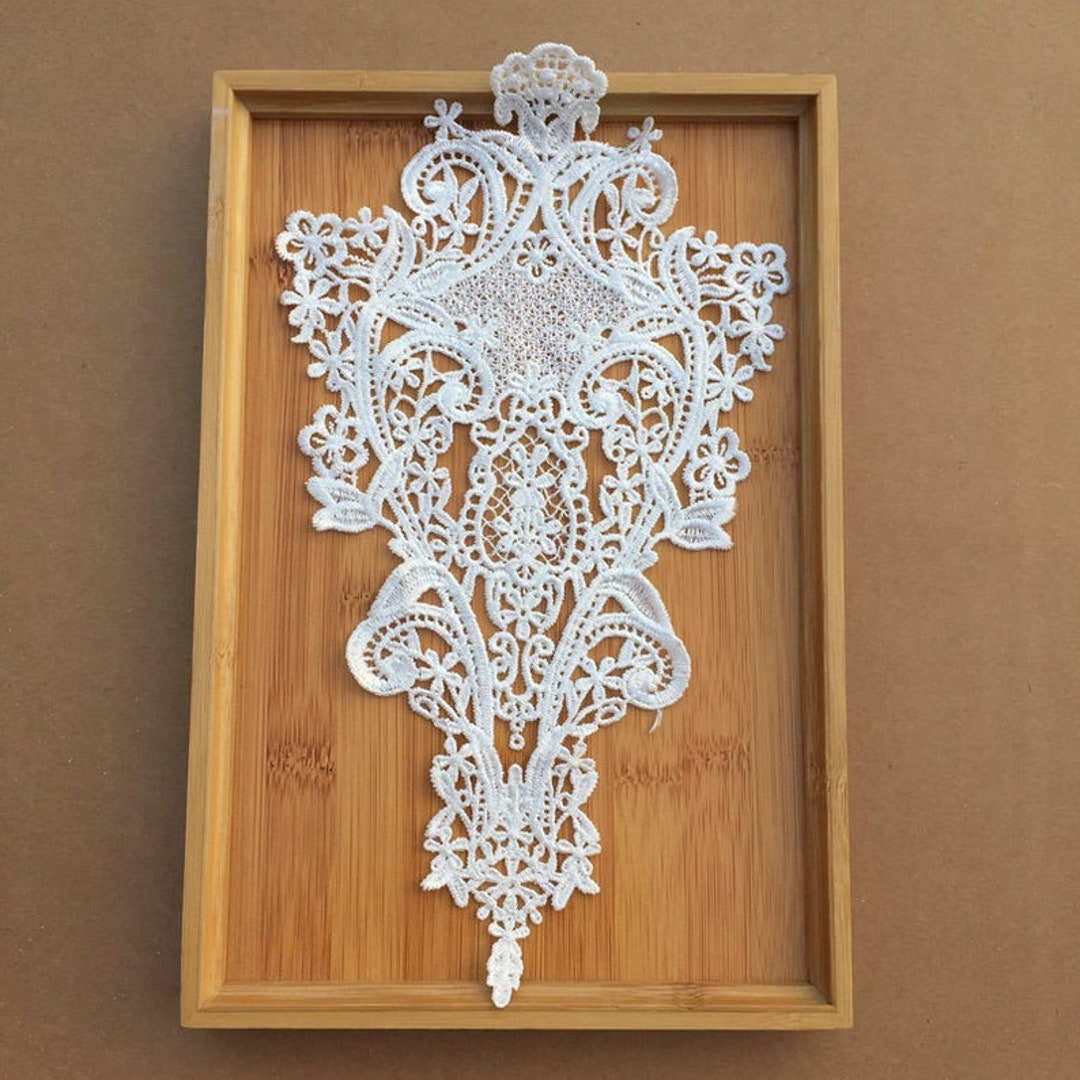 1pc Unique Openwork Embroidered Large Lace Applique, Back Applique Trim ...
