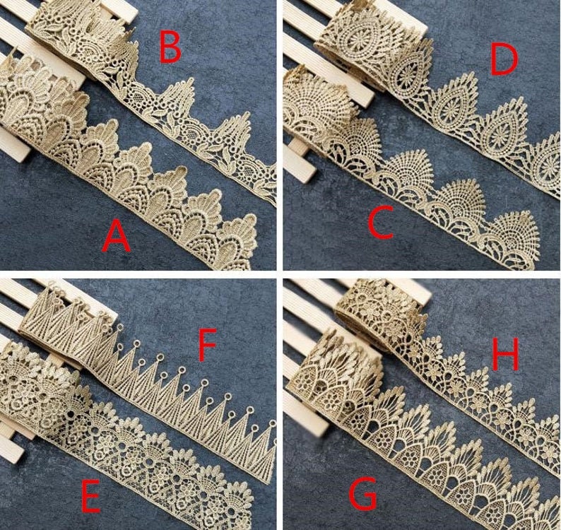 Crown Lace Gold Widened Embroidered Lace Lace Crown Lace | Etsy