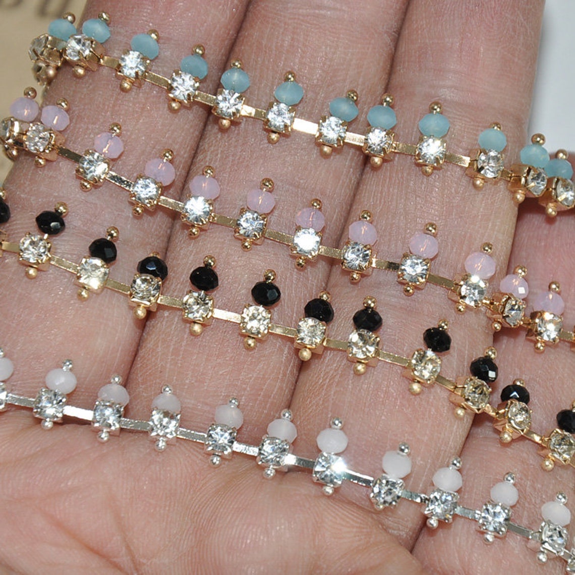 4 Colors 1 Yard Gold Metal Bead Pearl Alice Exquisite Venice Lace Trim ...