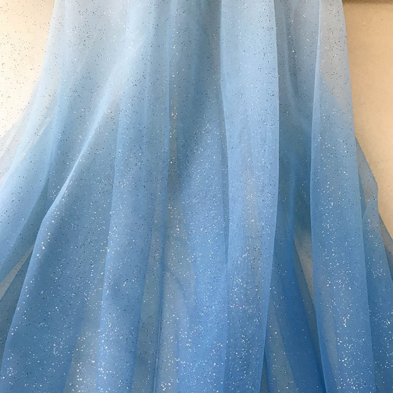 4 Colors Sequin Gradient Color Light Blue Tulle Lace Fabric Floral ...