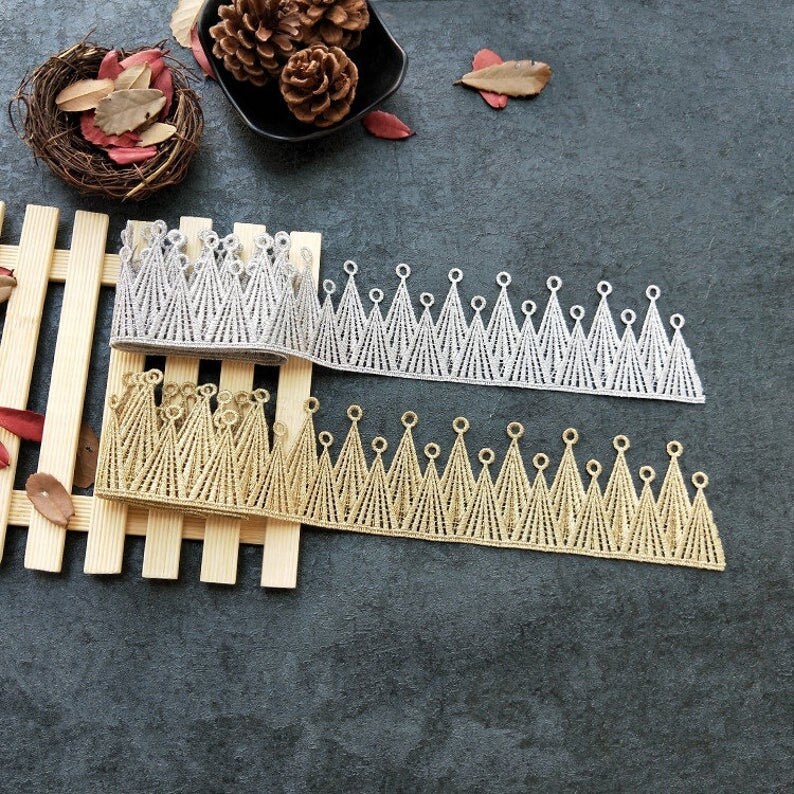 Crown Lace Gold Widened Embroidered Lace Lace Crown Lace | Etsy