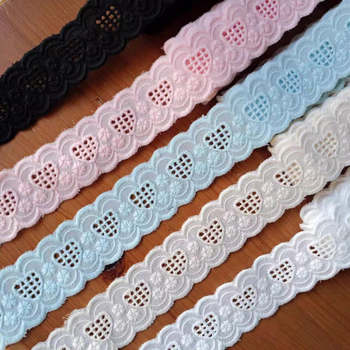 2 Yards Embroidery Heart Cotton Trim Embroidery Eyelet Scalloped Cotton ...