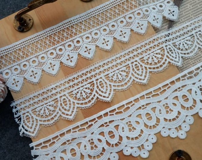 2 Yards Milk Silk Lace Trim, White Trim, Wedding Lace, Garter Scallop ...