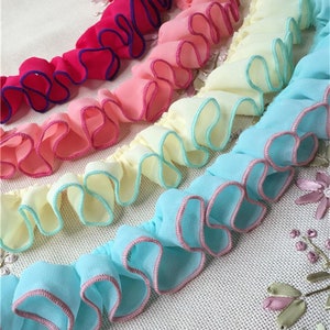 8 Colors High Quality Multi Color Pleated Ribbons Ruffled Chiffon ...