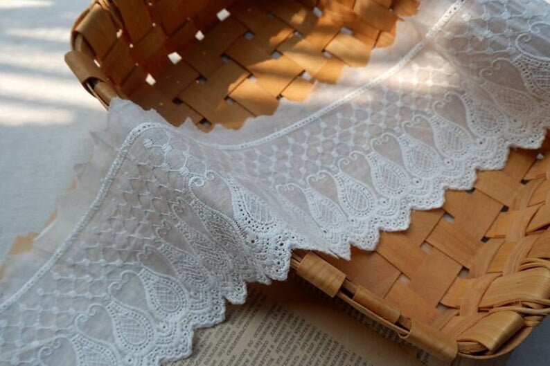 High-quality white cotton lace trim flower lace cotton trim | Etsy