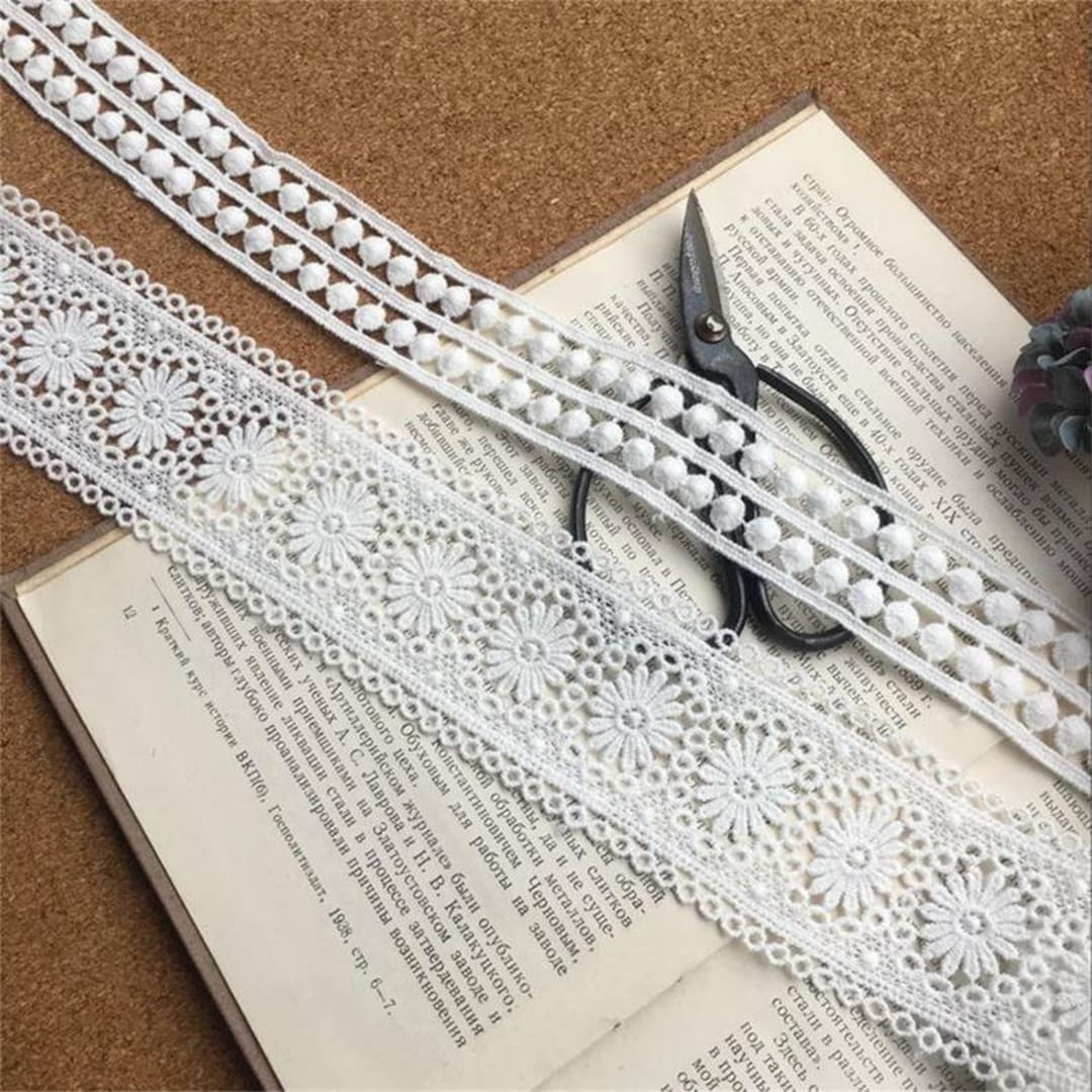 Cotton Lace Trim Wide off White Cotton Flower Embroidery Lace for ...