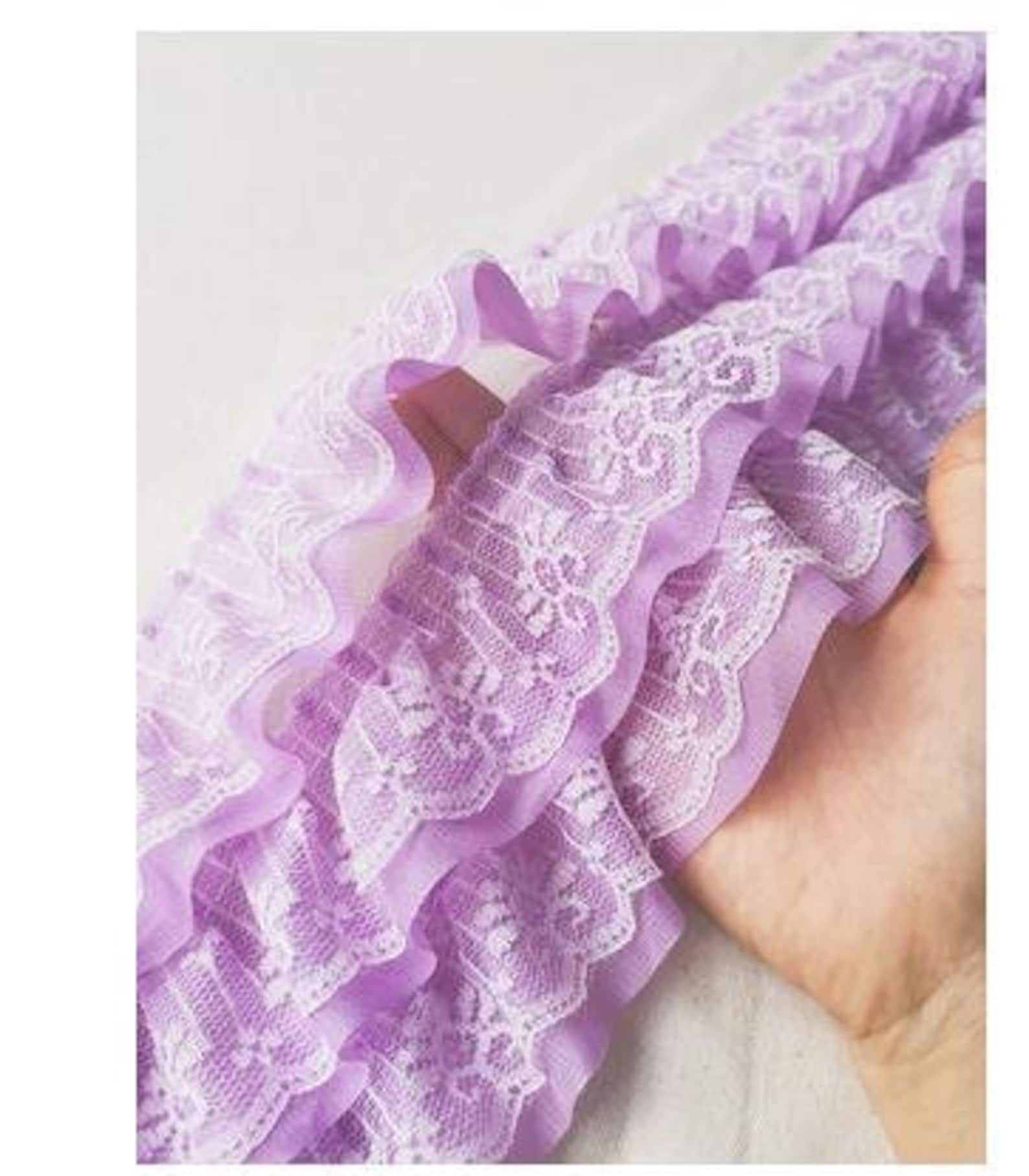 5 Colors Lace Trim Blue Pink Purple White Black 3 Layers Pleat Trim ...