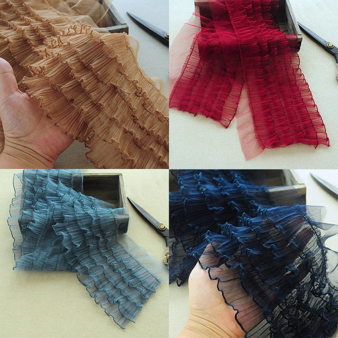 9 Colors Lace Trim Five-layer Small Wave Ruffled Pleated Floding Lace ...