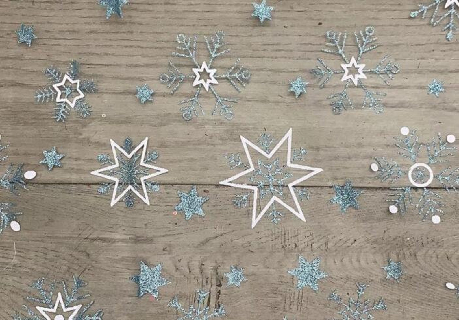 Glitter Print Light Blue Tulle Star Snowflake Gradient Tulle Lace ...