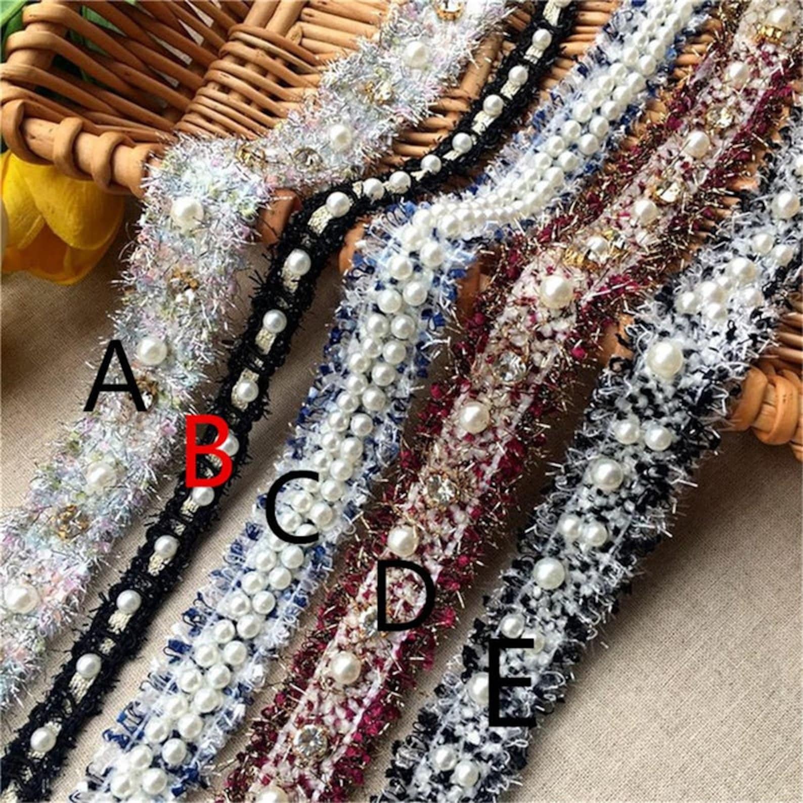 Beaded Sewing Trim, Chic Pearl Beads Trimming Lace for Dresses, Collar ...