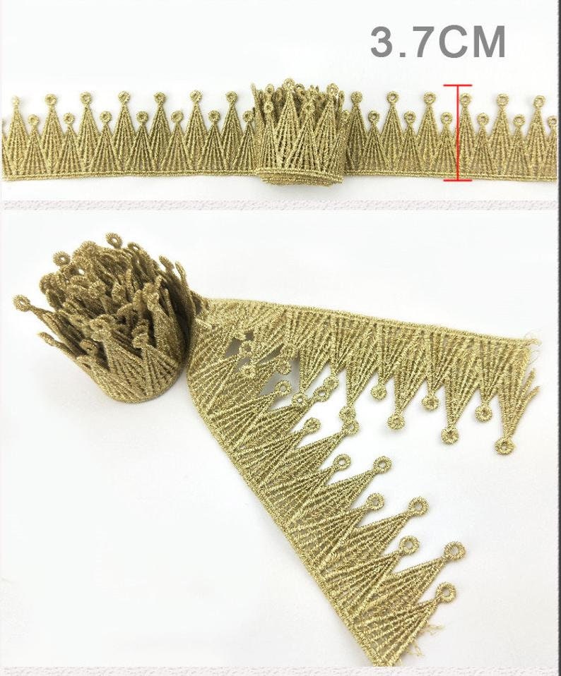 Lace Trim Gold Metalic Gold Lace Trimming Golden Embroidered - Etsy