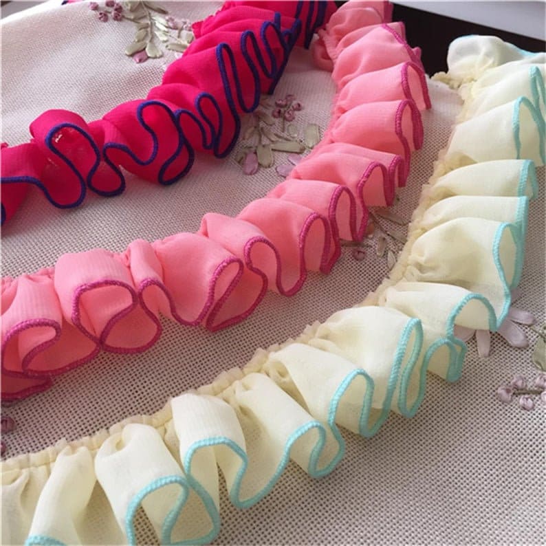 8 Colors High Quality Multi Color Pleated Ribbons Ruffled Chiffon ...