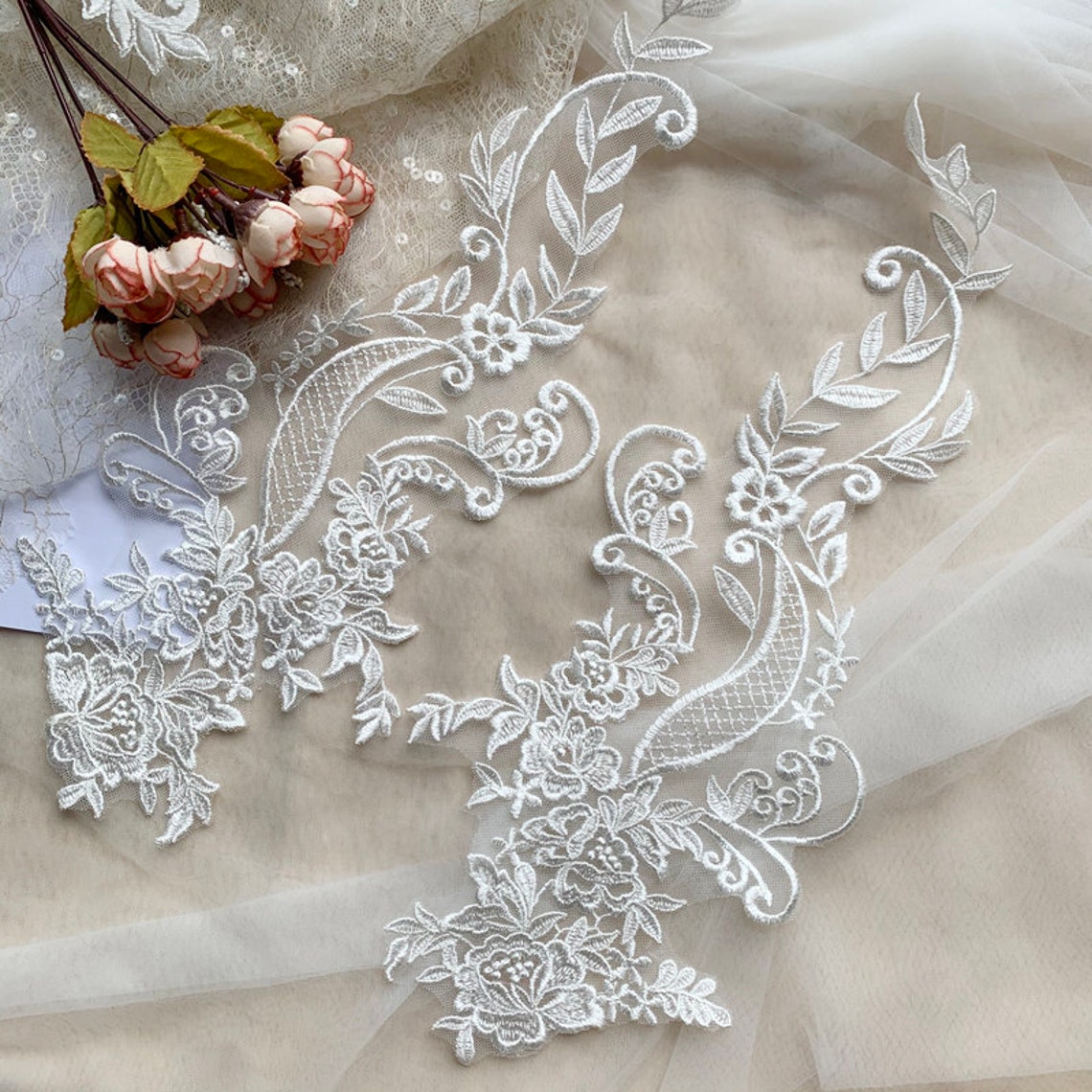 Ivory Leaf Embroidery Exquisite Flower Alencone Super Luxury - Etsy