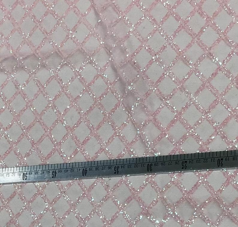 1 Yard Lace Fabric Pink Diamond-shaped Plaid Sequined | Etsy UK