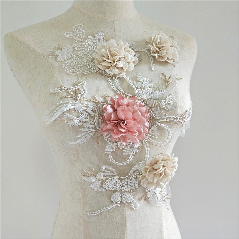 3D Pink Flower Super Luxury Lace Appliques Floral Exquisite - Etsy