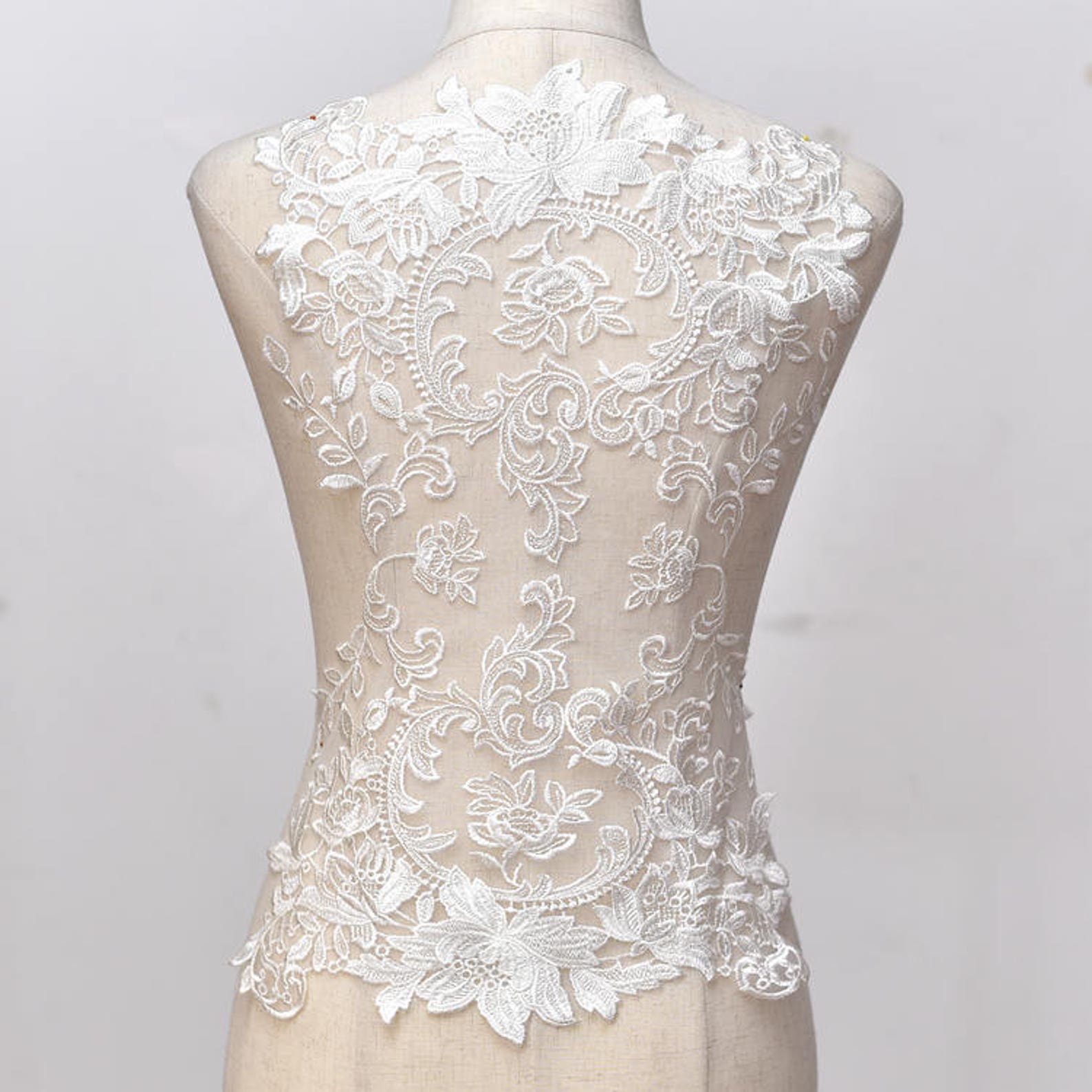1pc Lace Super Ivory Luxury Lace Appliques Exquisite for Wedding Dress ...