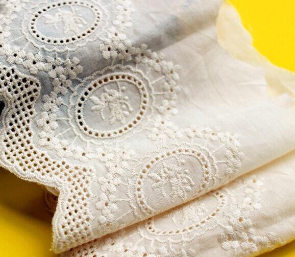 Cotton Lace Trim Eyelet Lace Beige Lace Flower Embroidery,for Bride ...