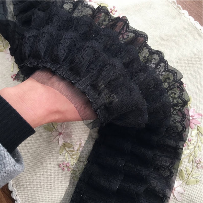 2 Yards Lace Trim 3 Layer Balck Ruffled Wedding Trim 4.33" Width - Etsy