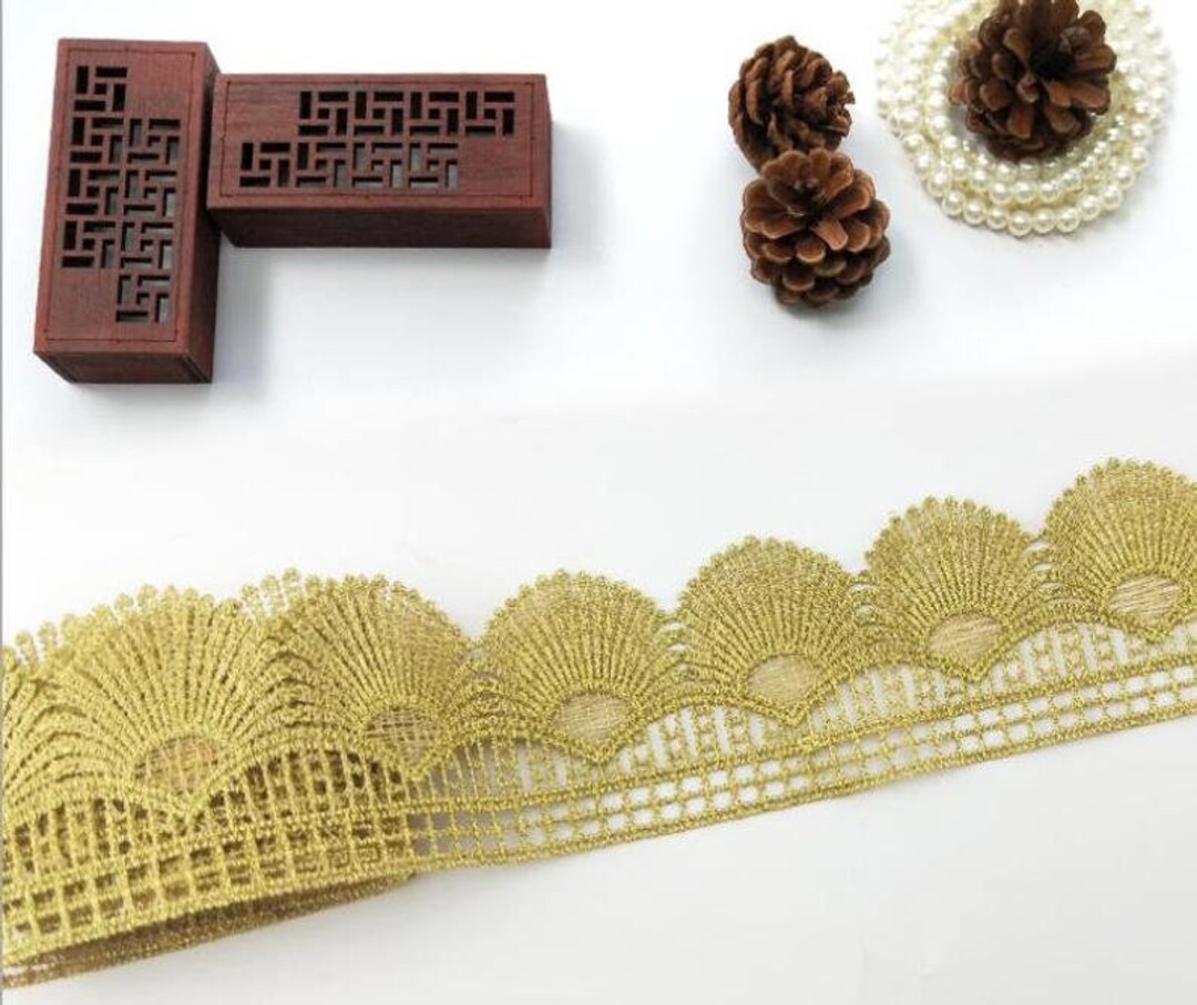 Metallic Lace Gold-tone Lace-trimmed Gold-trimmed Lace Trim, Wedding, S ...