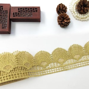 Metallic Lace Gold-tone Lace-trimmed Gold-trimmed Lace Trim, Wedding, S ...