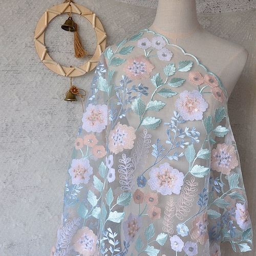 Lace Fabric Purple Tulle Small Flower Floral Embroidered Tulle - Etsy