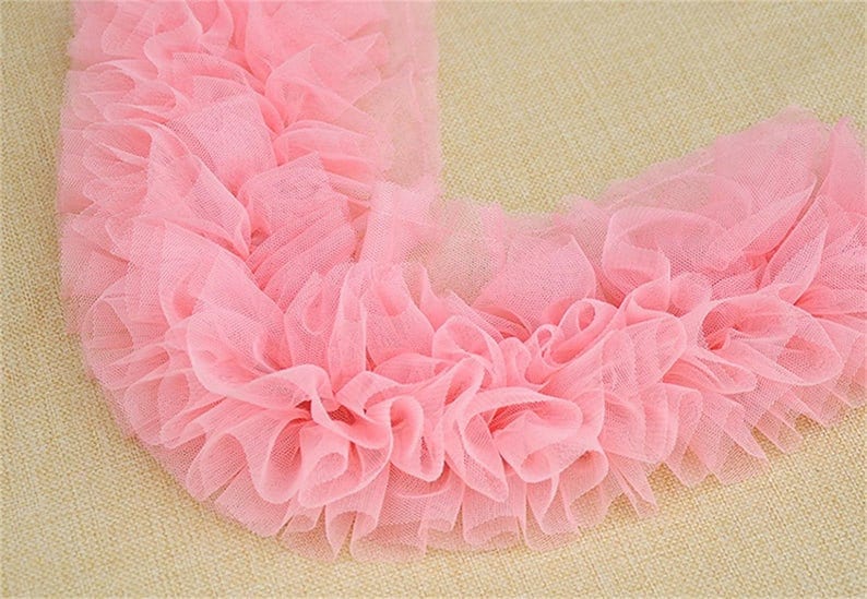Multi-coloured Ruffled Tulle Trim Pink Pleated Mesh Tutu - Etsy