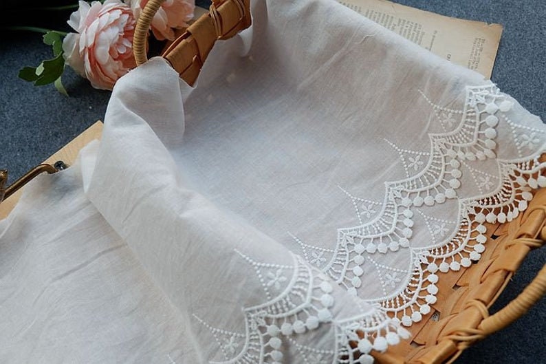 1 yard White Lace 14cm Width Cotton Eyelet Lace Trimmed | Etsy