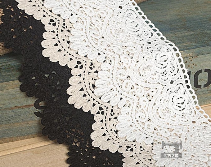 Beautiful Star White Black Lace Trim for DIY Bridal, Necklace, Sashes ...