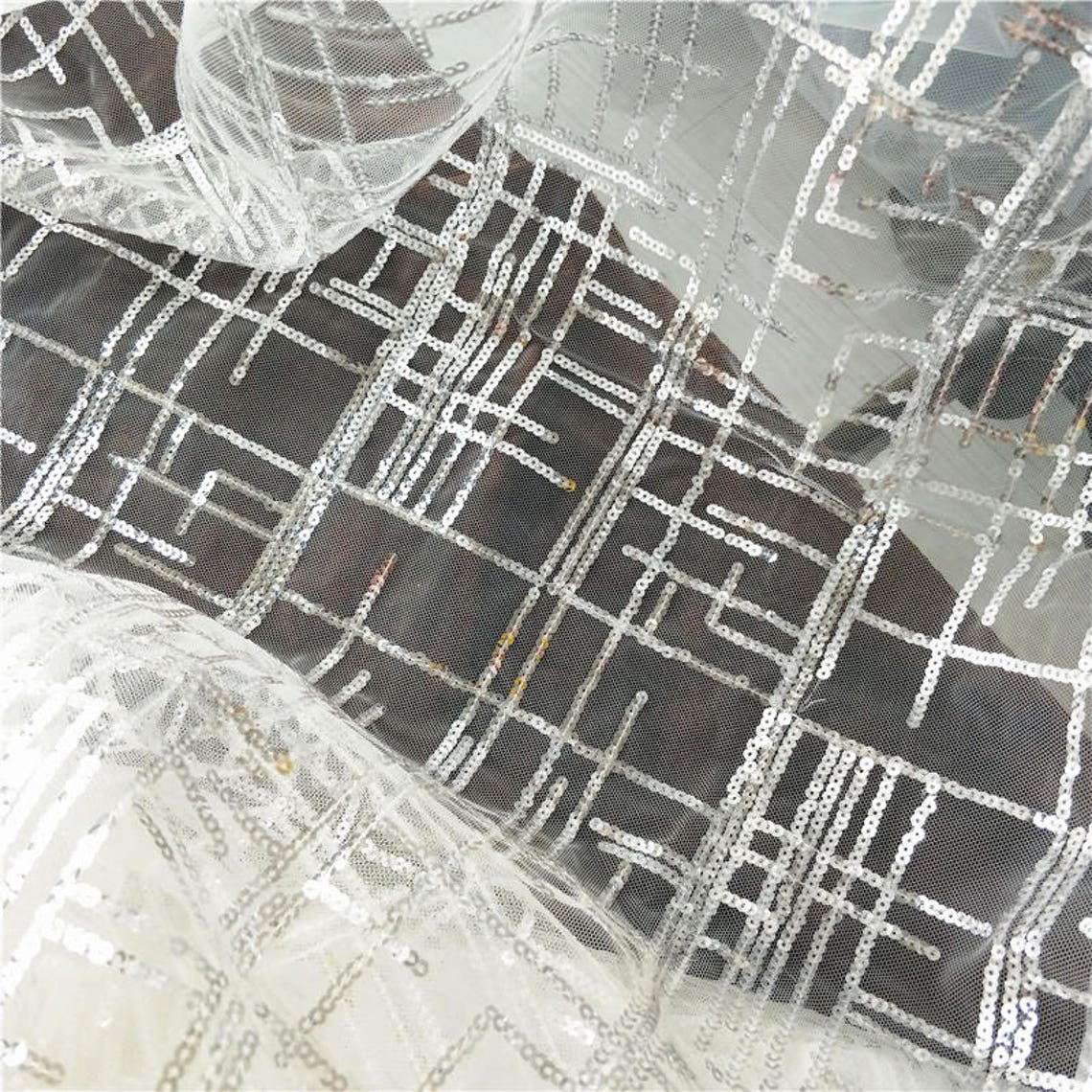 Ivory Sequins Lace Fabric Ivory Alencon Alice Tulle Floral - Etsy