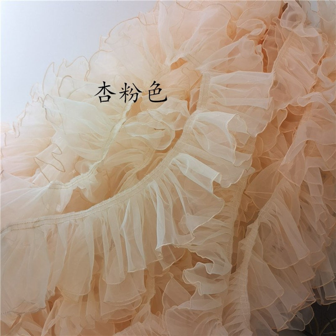 6 Colors Champagne Lolita Pattern Pleated Ruffled Organza Lace Trim ...