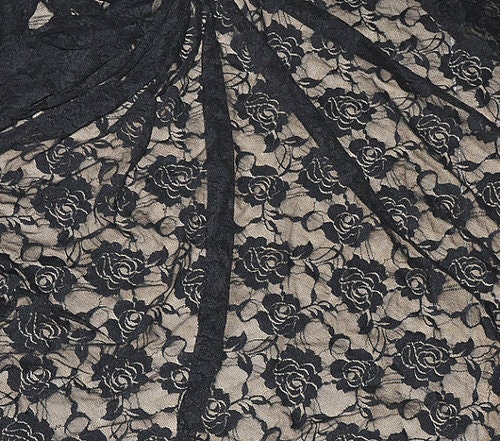 Lace Fabric Black Rose Flower Bridal Lace Fabric Wedding | Etsy