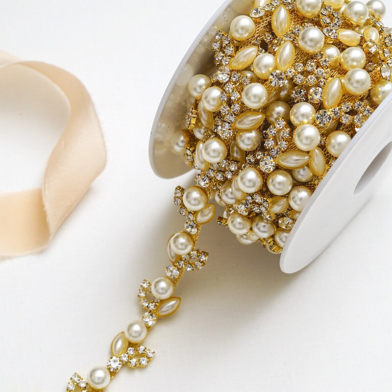2 Colors Gold Silver Rhinestone Metal Bead Pearl Alice Exquisite Venice ...