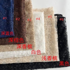 3 Colors Black Champagne Navy Blue Floral Embroidery Lace Fabric Soft ...