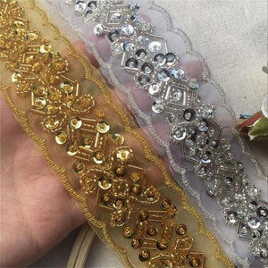 High Quality Lace Trim Mesh Wedding Gown Beaded Pearl Sequin Lace, Belt ...