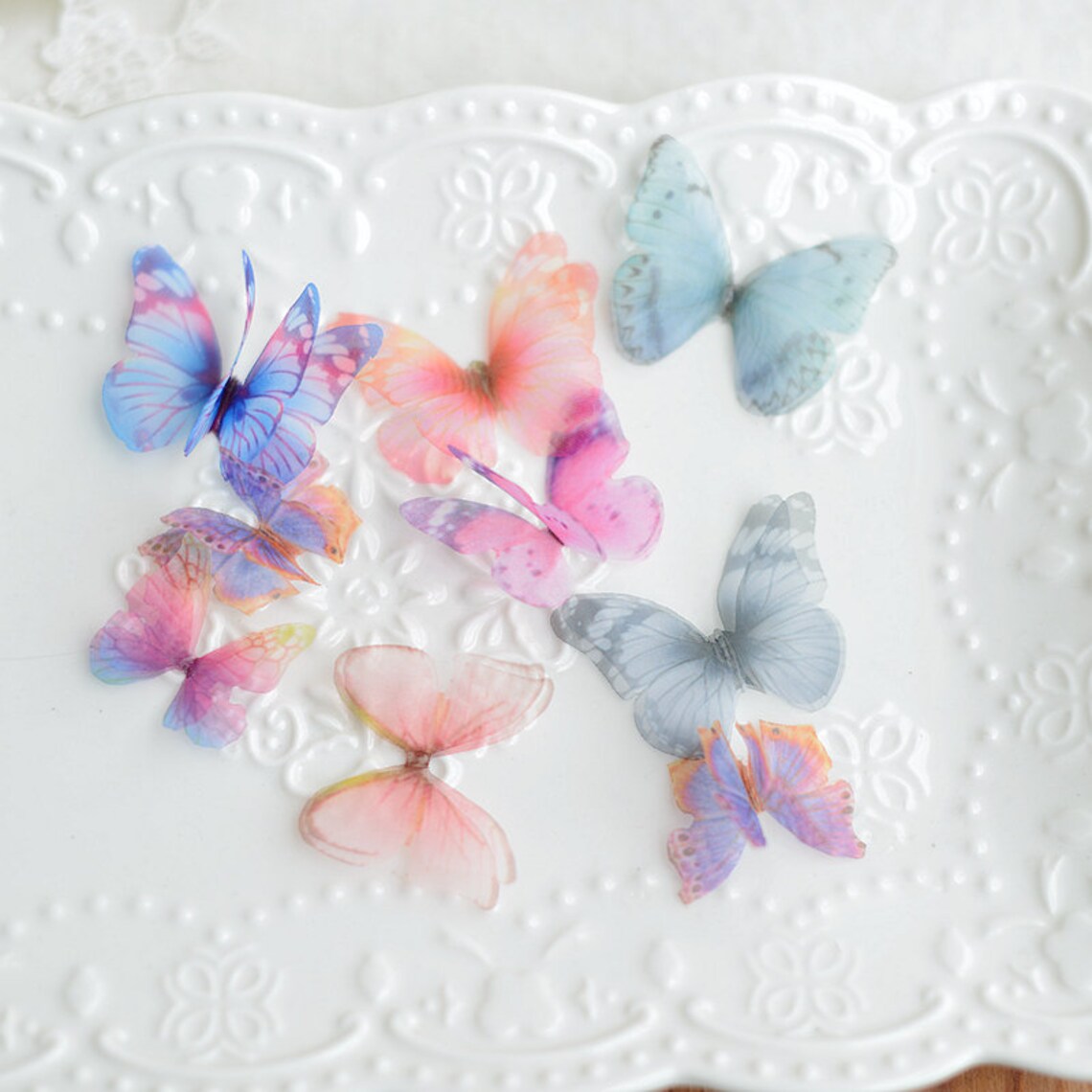 10 Pcs Assorted Organza 3D Butterfly Double Layer Lace Applique Patch ...