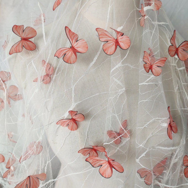 5 Colors Lace Fabric Tulle 3D Butterfly Solid Romantic for - Etsy