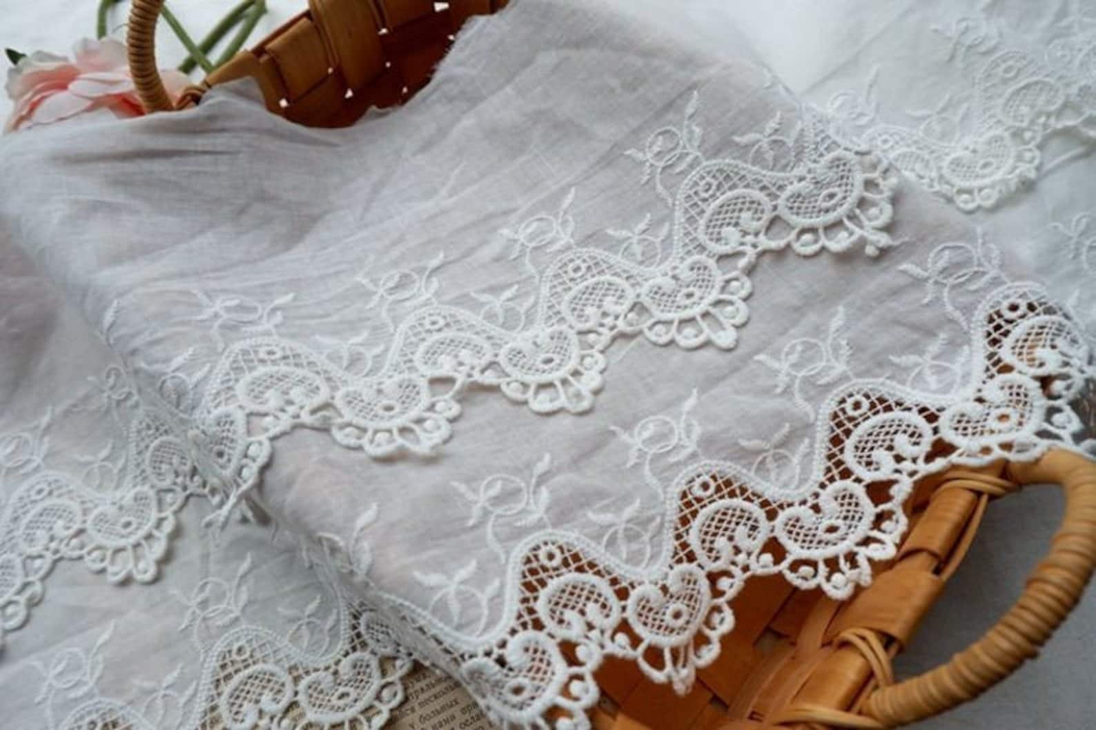 High-quality Double-layer White Cotton Lace Decoration, Sewing Lace ...