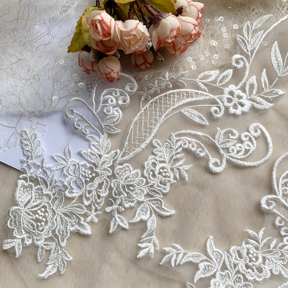 Ivory Leaf Embroidery Exquisite Flower Alencone Super Luxury - Etsy